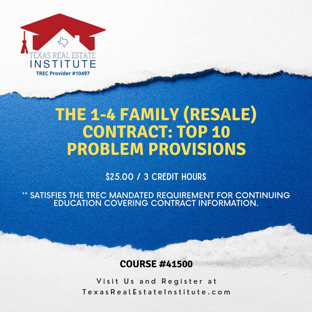 The 1-4 Family (Resale) Contract: Top 10 Problem Provisions - Course ...